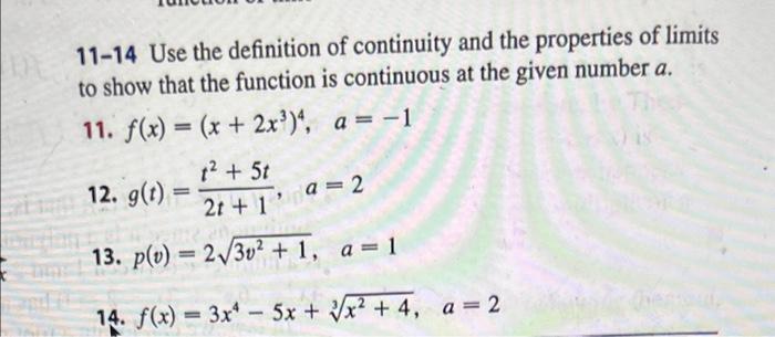 Solved 11 14 Use The Definition Of Continuity And The