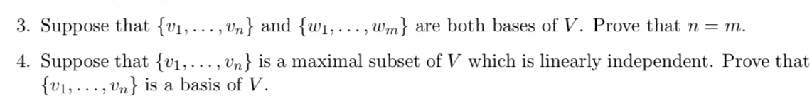 Solved Suppose that {v1,dots,vn} ﻿and {w1,dots,wm} ﻿are both | Chegg.com