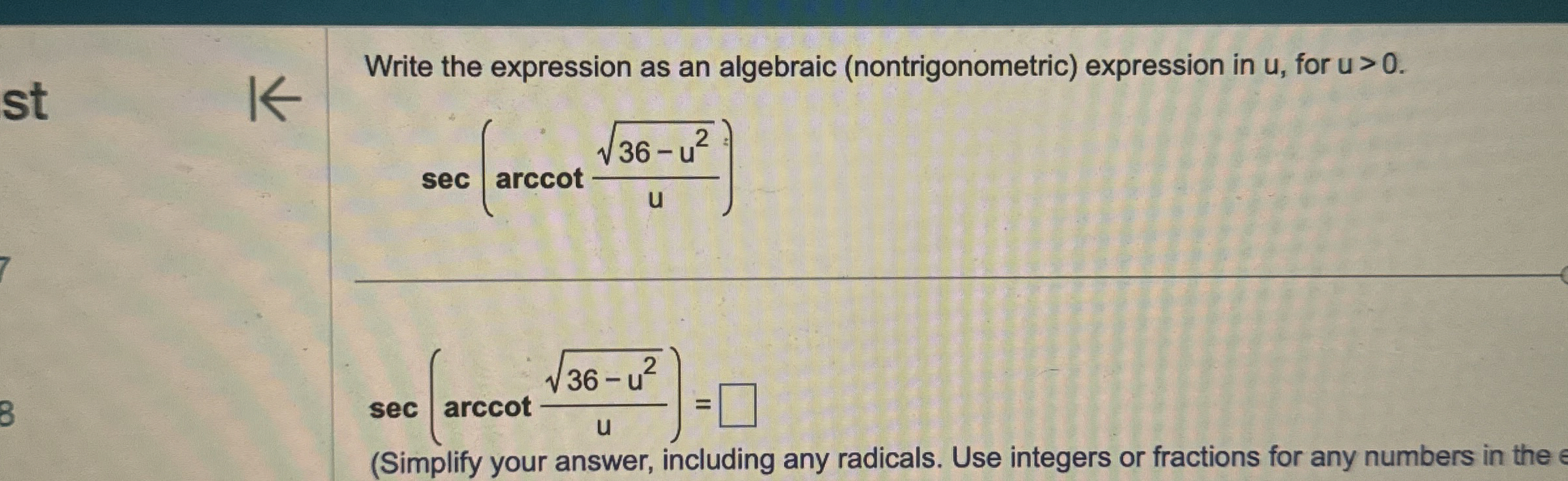 Solved Write the expression as an algebraic | Chegg.com