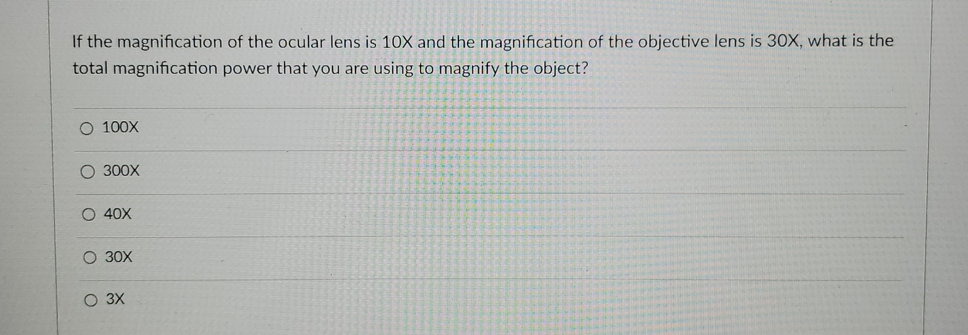 Solved If the magnification of the ocular lens is 10x ﻿and | Chegg.com