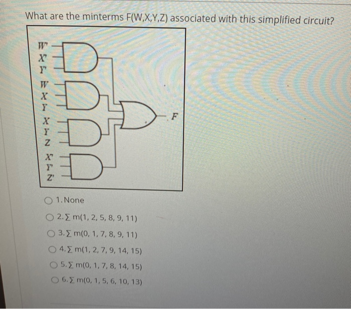 Solved What are the minterms F(W,X,Y,Z) associated with this | Chegg.com