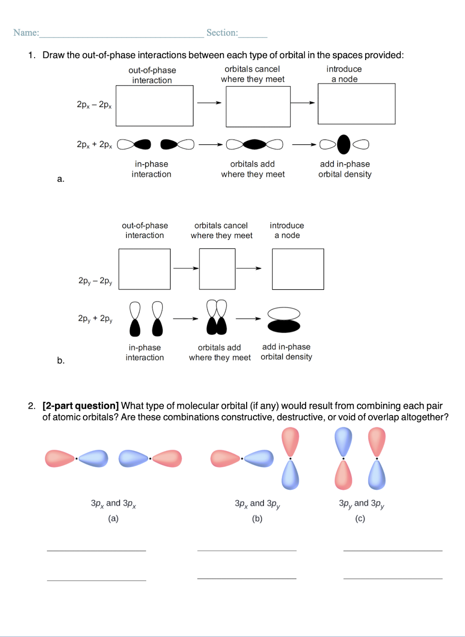 Solved Draw the out-of-phase interactions between each type | Chegg.com