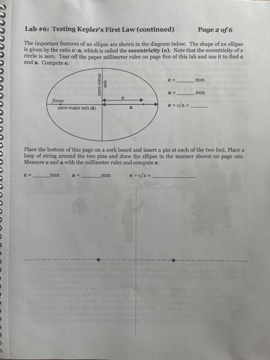 Solved Lab \#6: Testing Kepler's First Law (continued) Page | Chegg.com