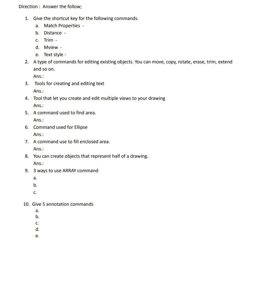 Solved Direction Answer The Follow 1 Give The Shortcut