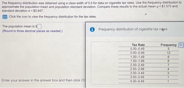 Solved The frequency distribution was obtained using a class | Chegg.com