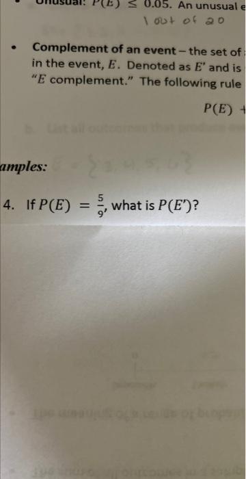 Solved - Complement of an event - the set of in the event, | Chegg.com