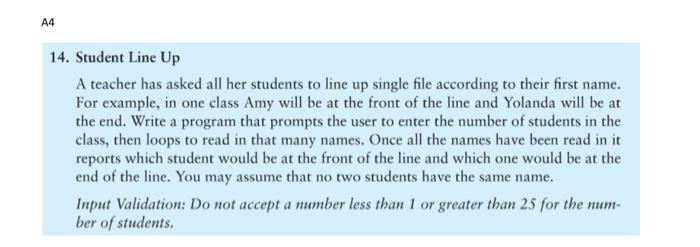 Solved 4. Student Line Up A teacher has asked all her | Chegg.com