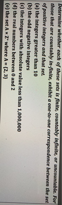 Solved Determine whether each of these sets is finite, | Chegg.com
