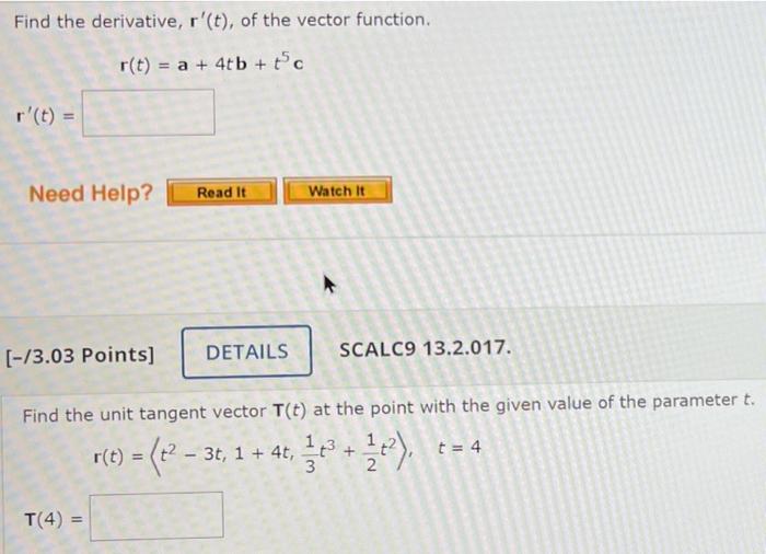 Solved Find the derivative, r'(t), of the vector function. | Chegg.com