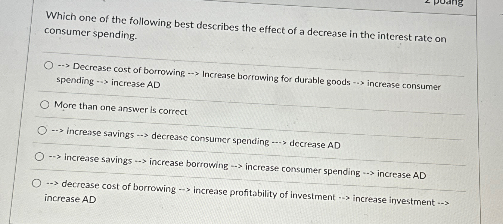 Solved Which one of the following best describes the effect | Chegg.com