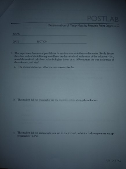 Solved REPORT SHEET Freezing Point of Water (Pure Solvent) | Chegg.com
