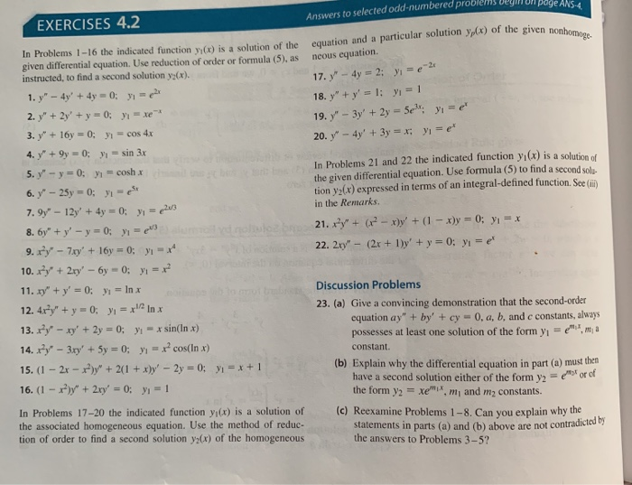 Solved poge ANS-4 Answers to selected odd-numbered problems | Chegg.com