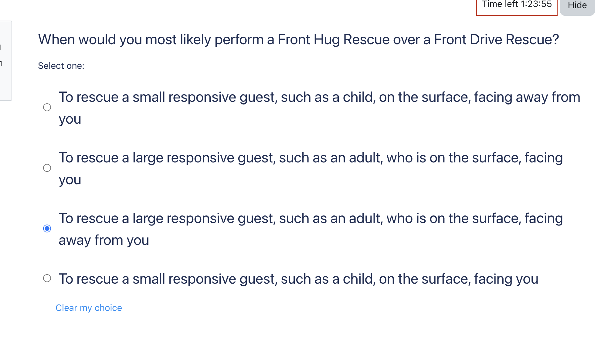Solved When would you most likely perform a Front Hug Rescue | Chegg.com