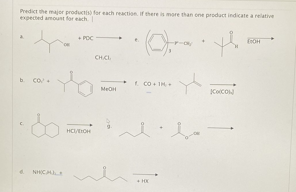 Solved Predict Major Product For Each Reaction Please Show