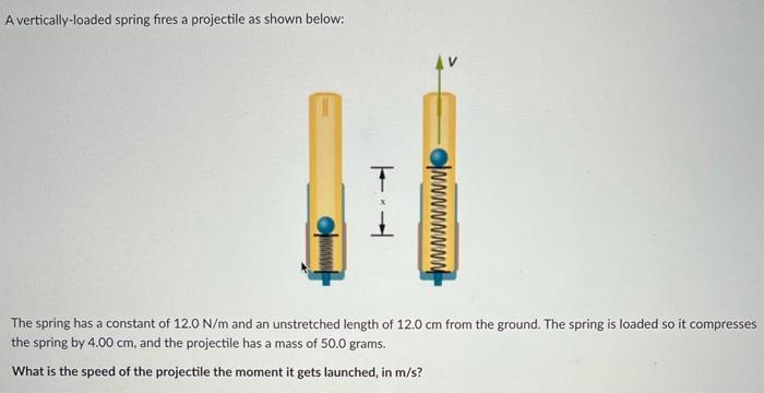 Solved A vertically-loaded spring fires a projectile as | Chegg.com