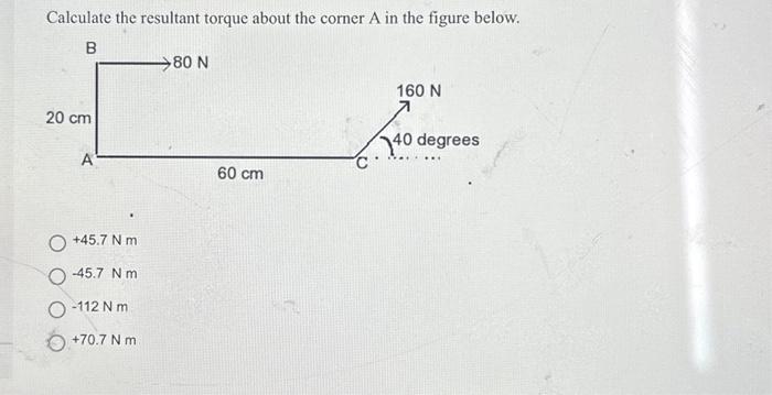 Solved help Calculate the resultant torque about the corner | Chegg.com