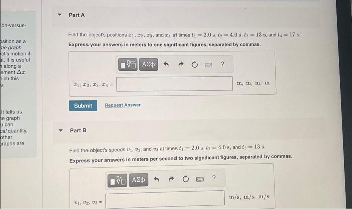Solved Find the object's positions x1,x2,x3, and x4 at times | Chegg.com