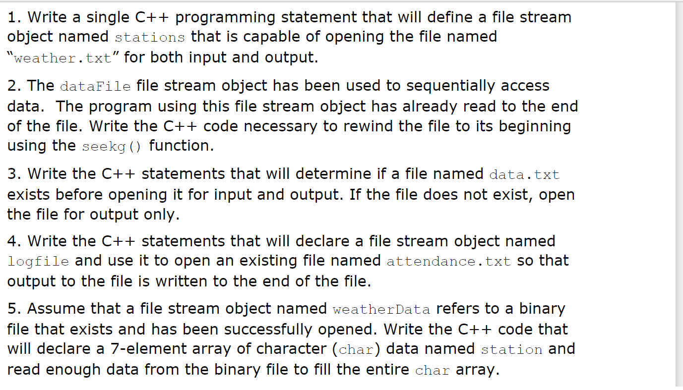 Solved Write a single C++ ﻿programming statement that will | Chegg.com