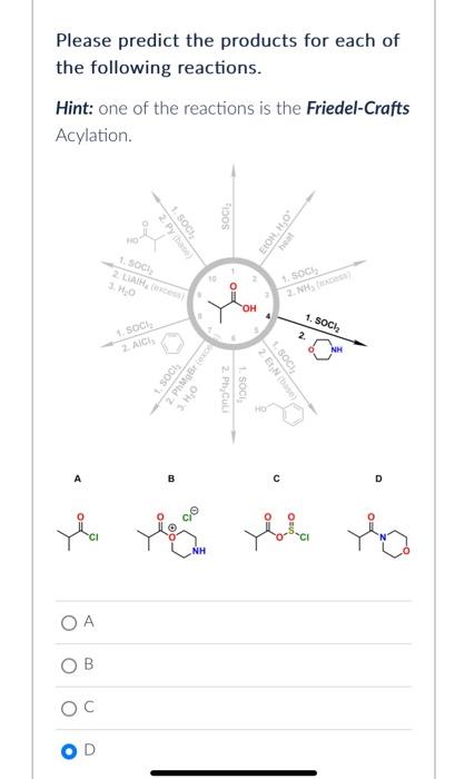 Solved Please predict the products for each of the following | Chegg.com
