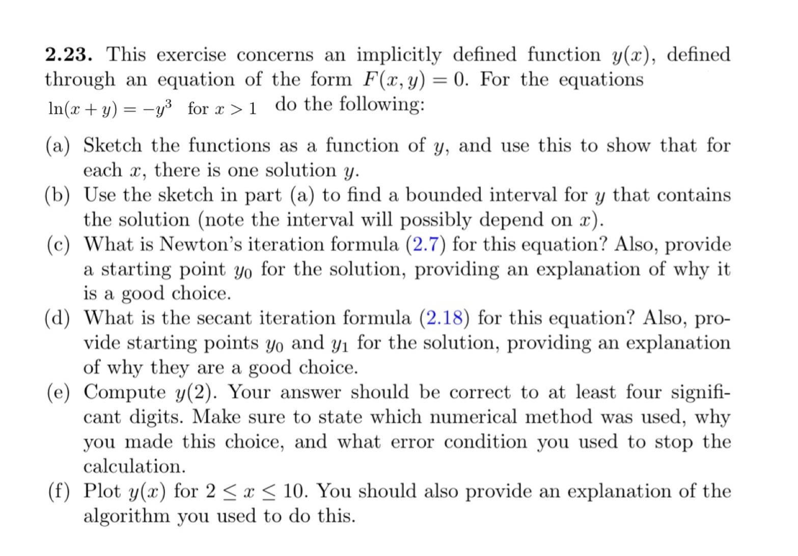 2.23. ﻿This exercise concerns an implicitly defined | Chegg.com