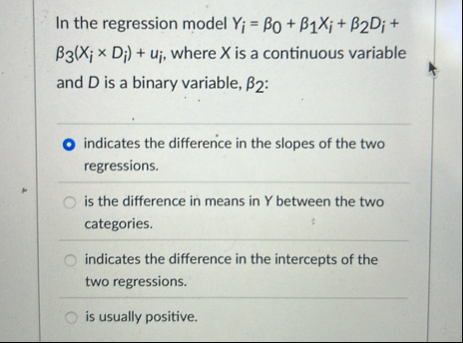 Solved In the regression model | Chegg.com