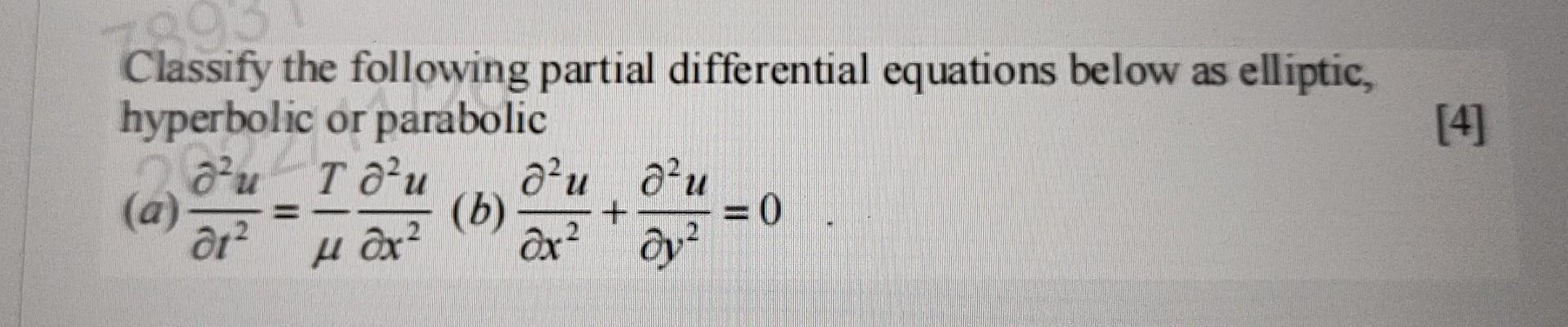 Solved Classify the following partial differential equations | Chegg.com