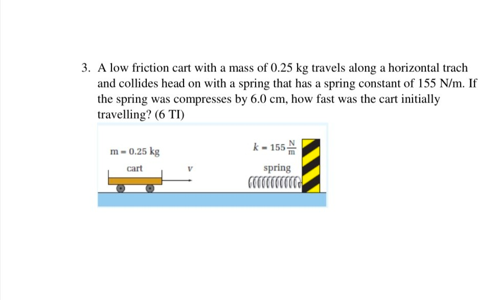 Solved 3. A low friction cart with a mass of 0.25 kg travels | Chegg.com