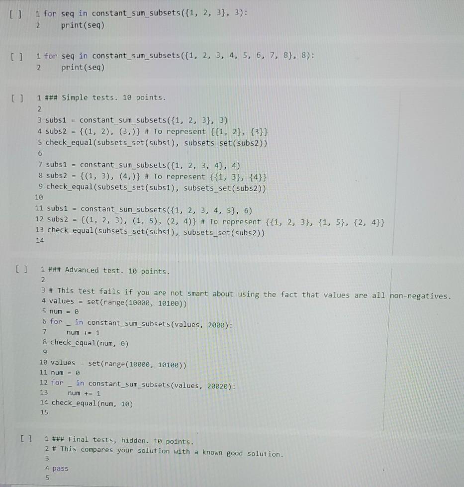 Solved Question 2: Iterating over all subsets with a given | Chegg.com