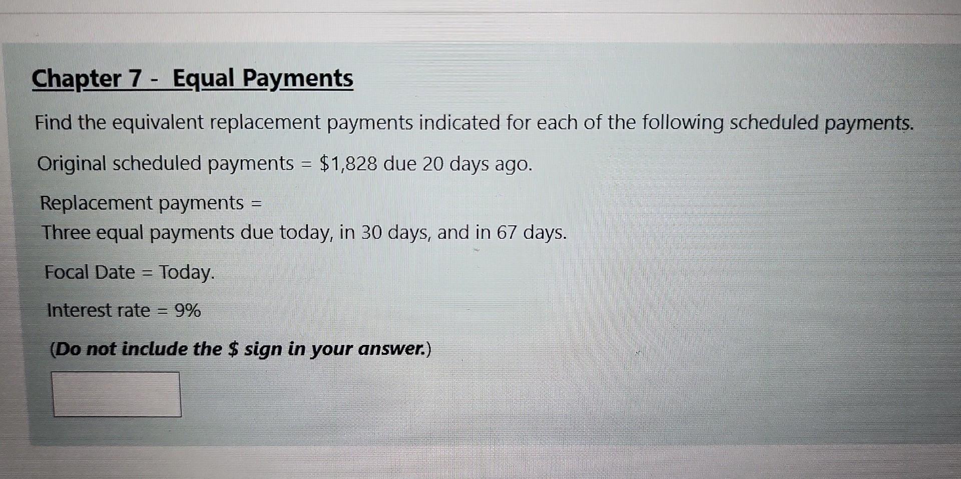 Chapter 7 - Equal Payments Find the equivalent | Chegg.com