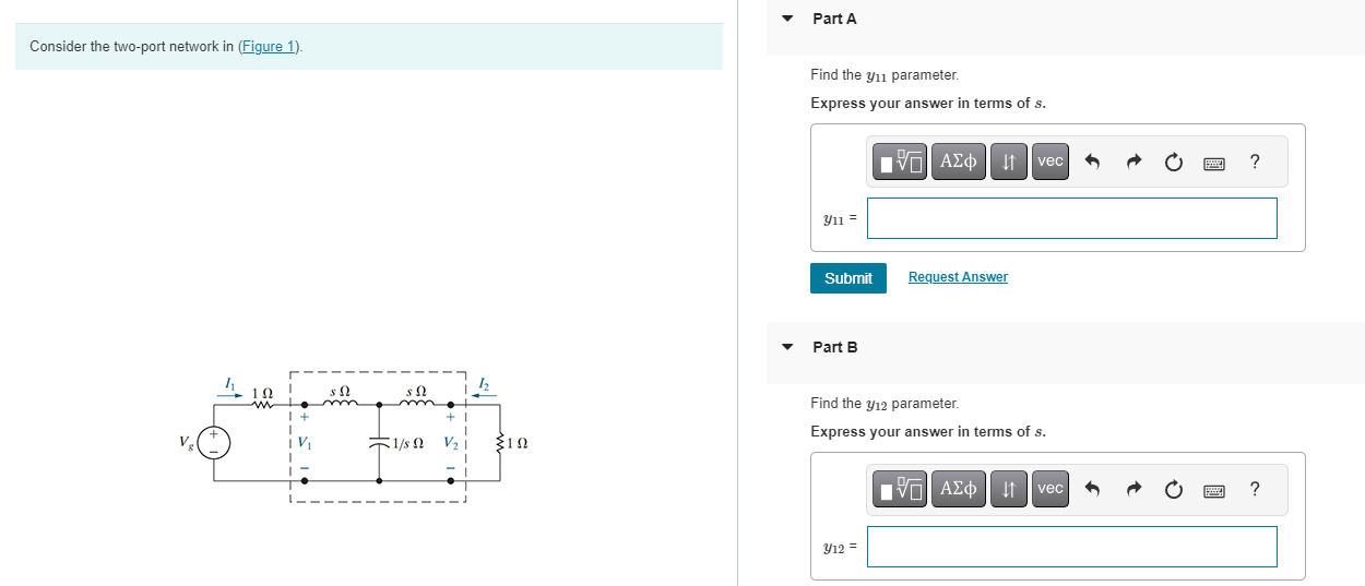 Solved Consider the two-port network in (Figure 1).Part | Chegg.com