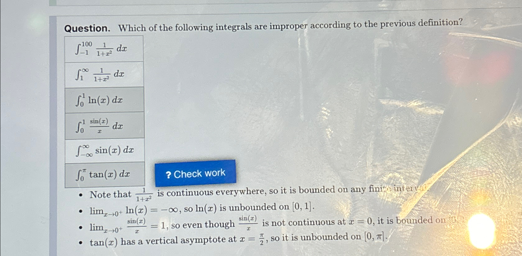 Solved Question. Which of the following integrals are | Chegg.com