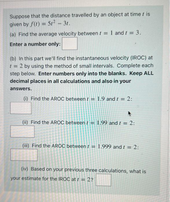 Solved Suppose that the distance travelled by an object at | Chegg.com