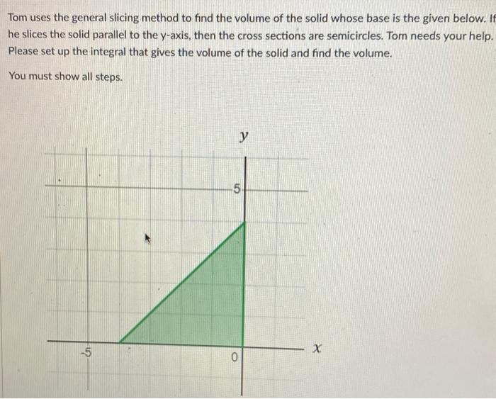 Solved Tom uses the general slicing method to find the | Chegg.com