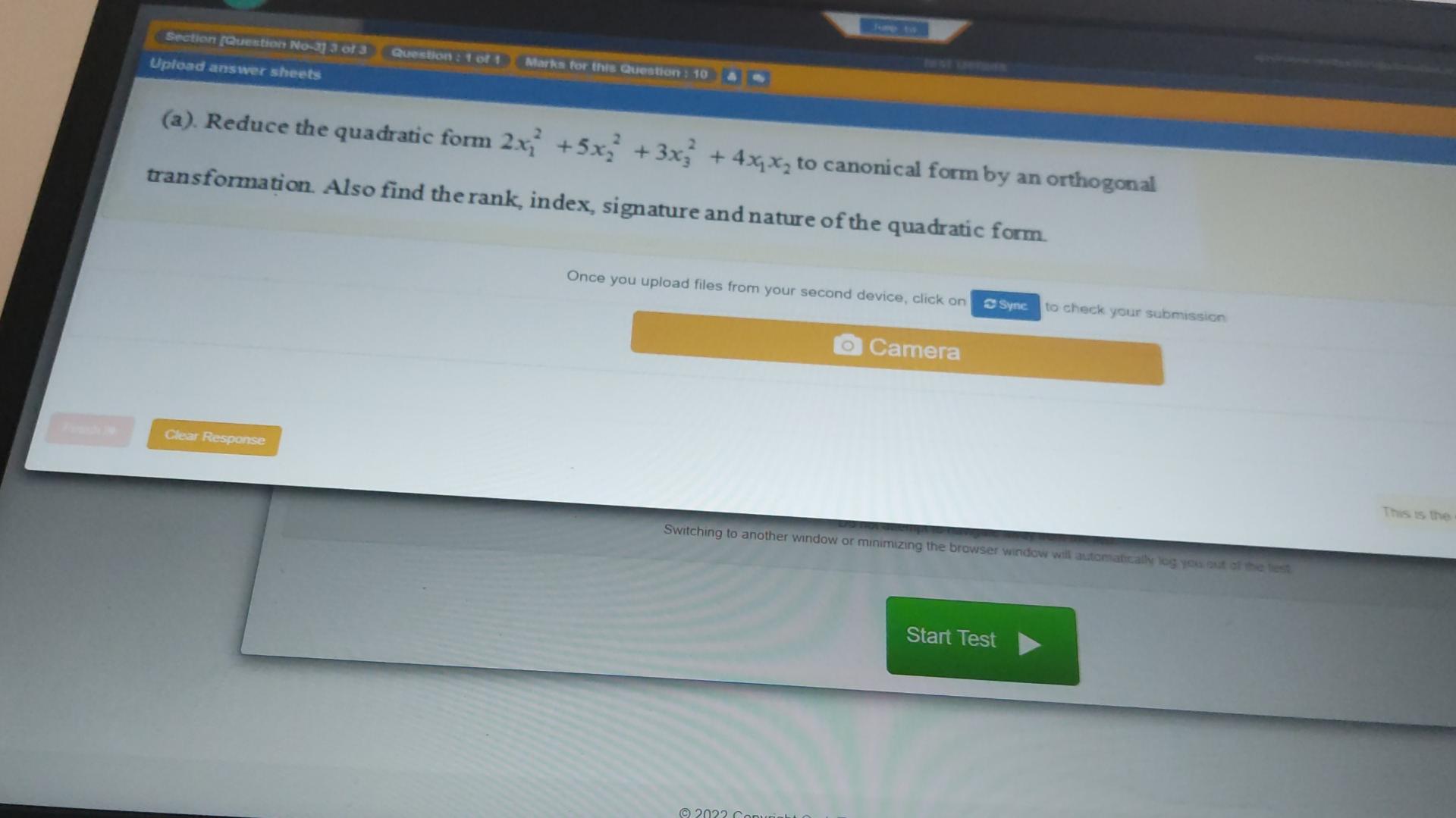 Solved Section (Question No 3 of 3 Upload answer sheets | Chegg.com