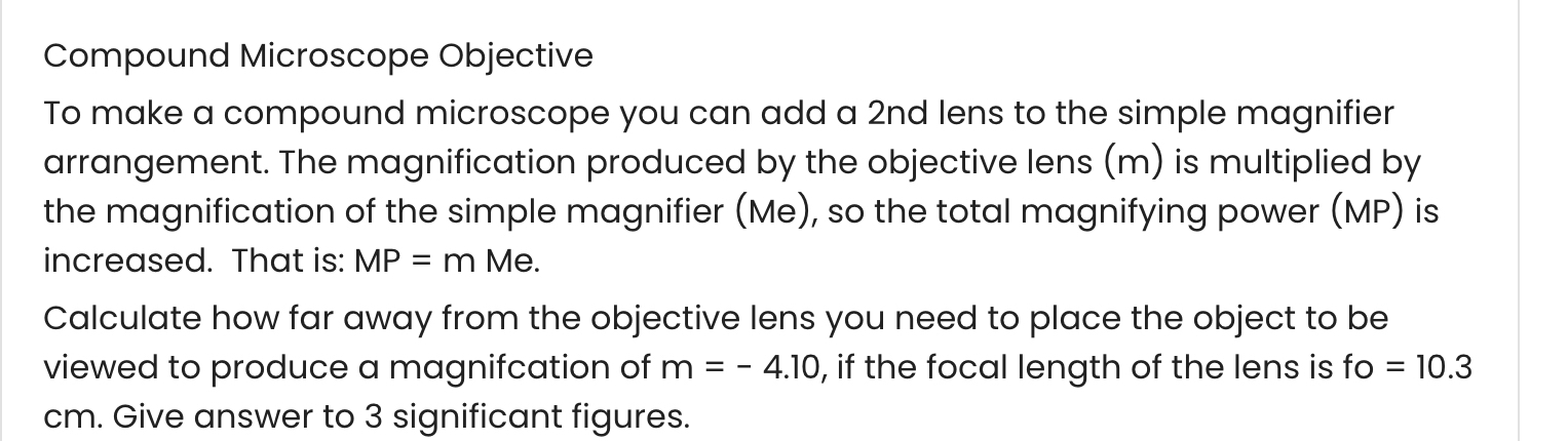 Solved Compound Microscope ObjectiveTo make a compound | Chegg.com