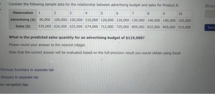 Solved Consider the following sample data for the | Chegg.com