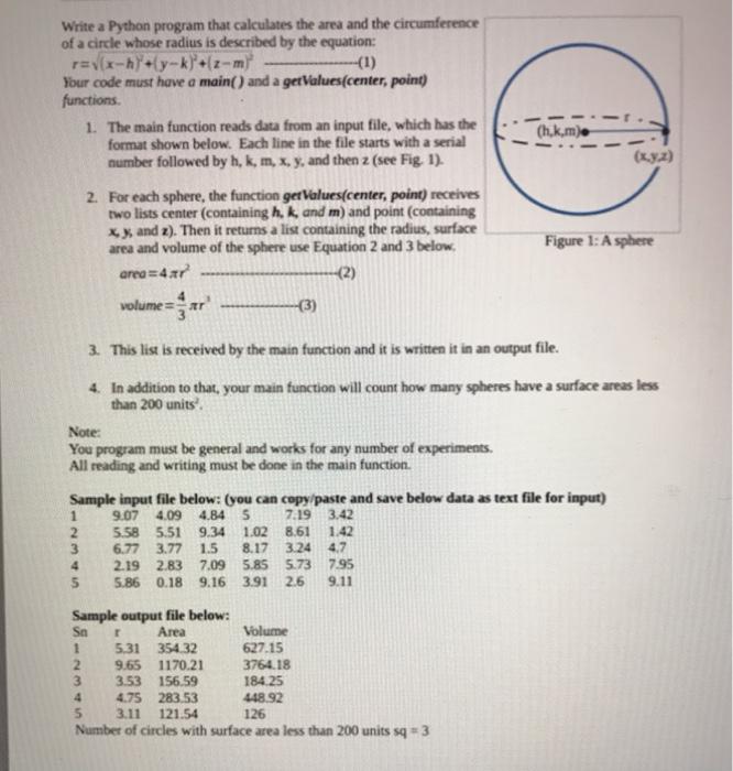 Solved Write A Python Program That Calculates The Area And 7105