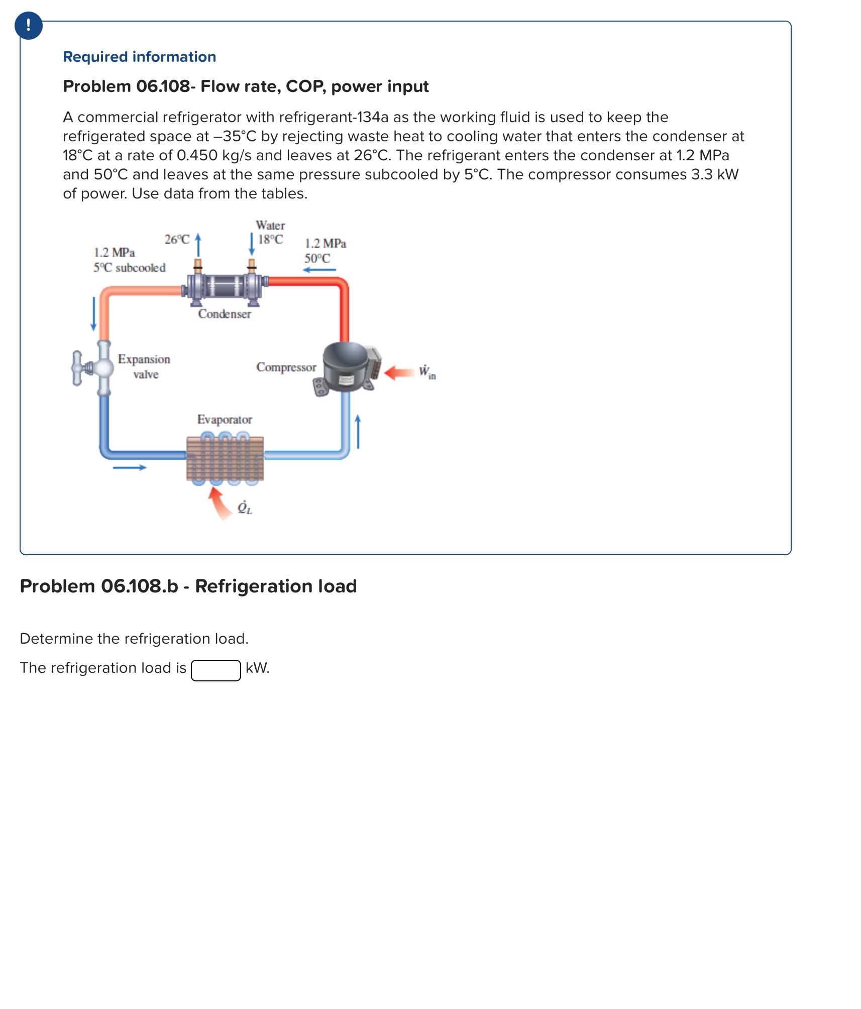 Solved !Required informationProblem 06.108- ﻿Flow rate, COP, | Chegg.com