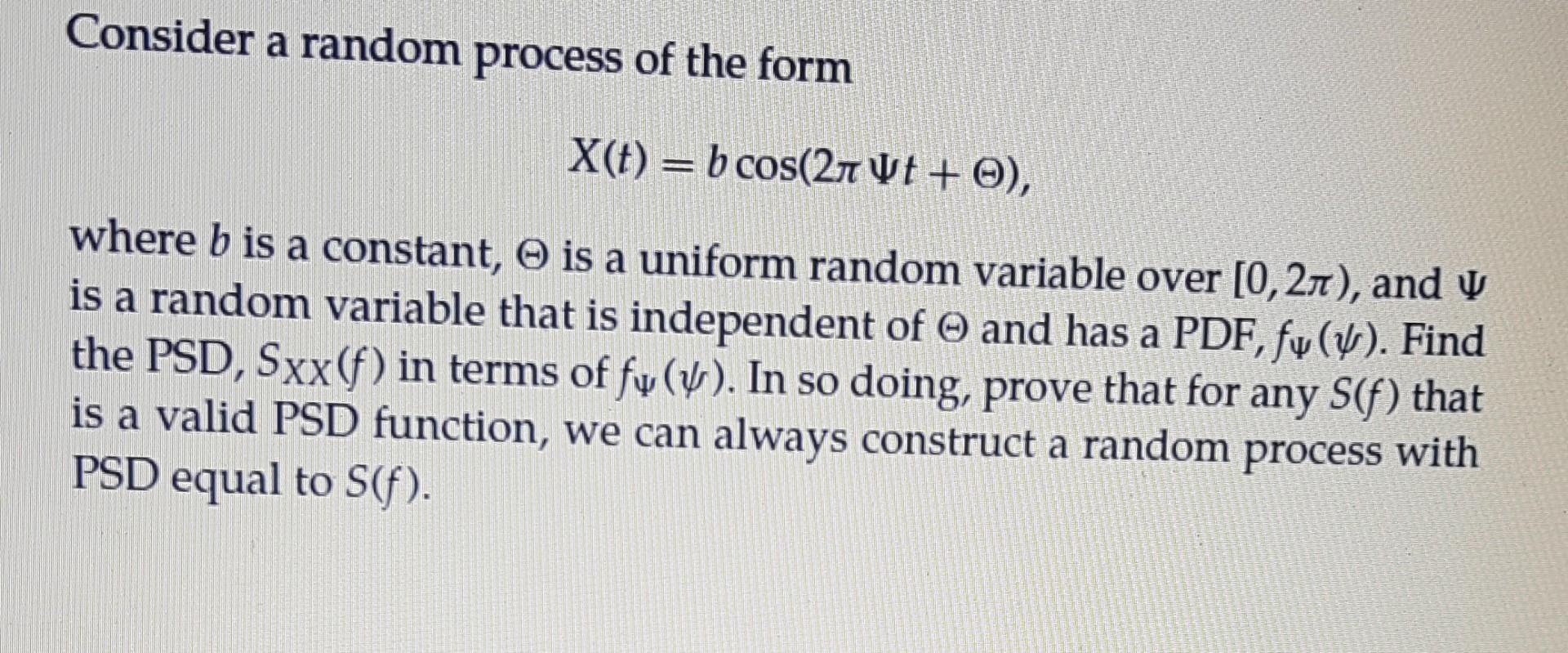 Solved Consider a random process of the form a X(t) = b | Chegg.com