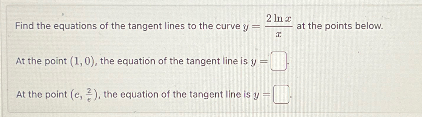 Solved Find the equations of the tangent lines to the curve | Chegg.com