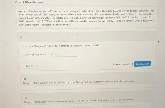Solved Ayayai Inc's only temporary difference at the | Chegg.com