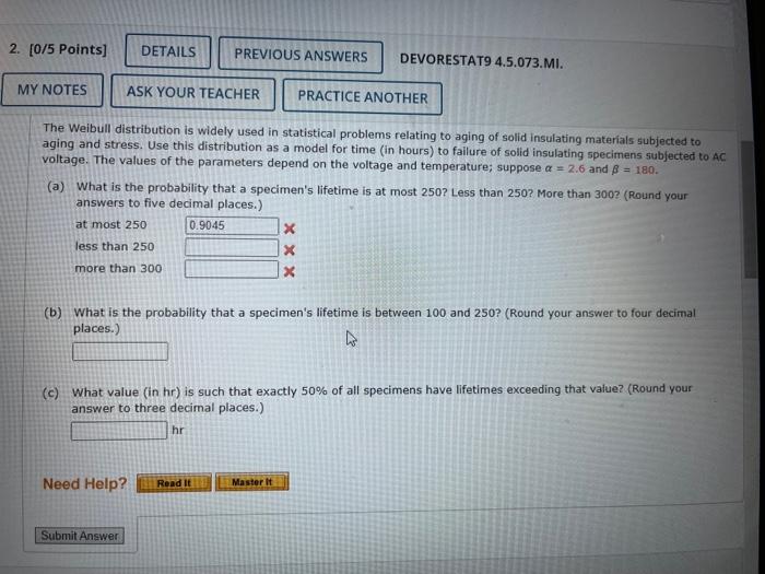 Solved 2. [0/5 Points) DETAILS PREVIOUS ANSWERS DEVORESTAT9 | Chegg.com