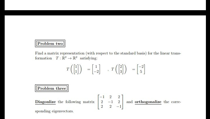 Solved Problem two Find a matrix representation (with | Chegg.com