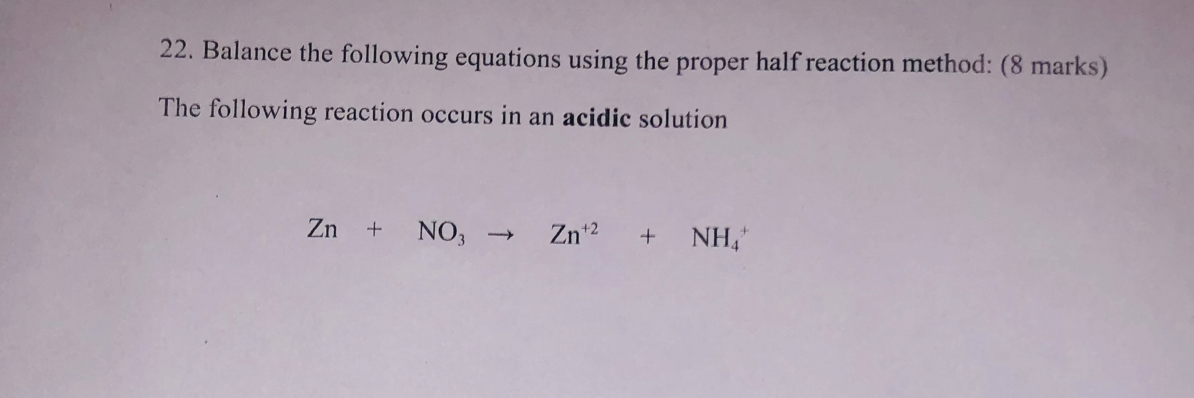 Solved Balance the following equations using the proper half | Chegg.com