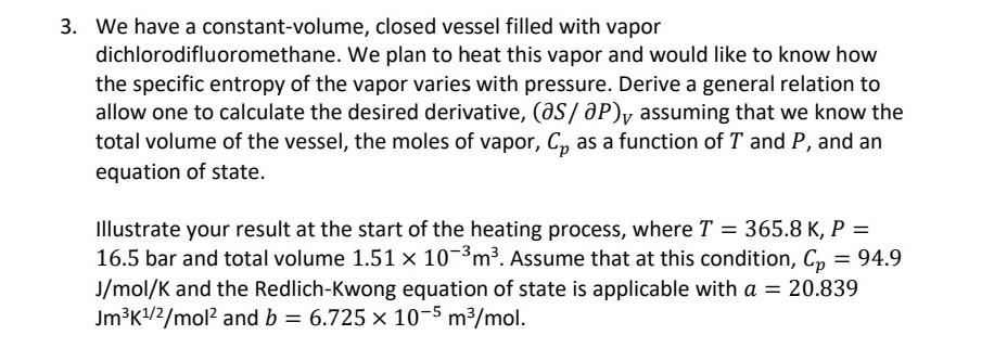 Solved We have a constant-volume, closed vessel filled with | Chegg.com