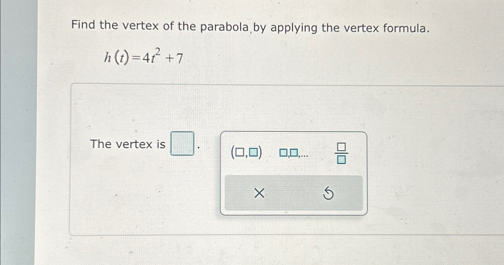 Solved Find the vertex of the parabola, by applying the | Chegg.com