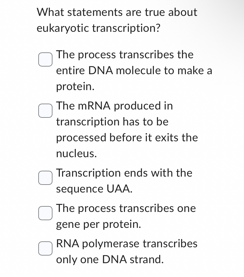 Solved What statements are true about eukaryotic | Chegg.com