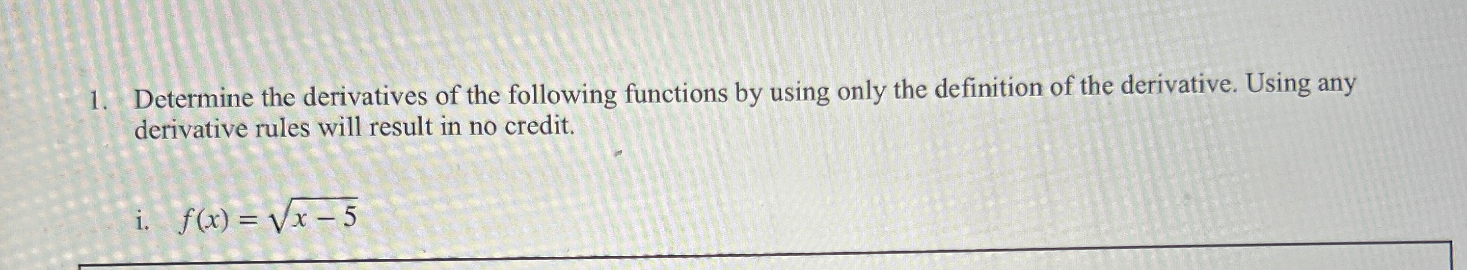Solved Determine the derivatives of the following functions | Chegg.com