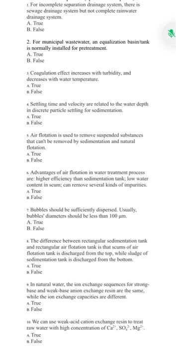 Solved For incomplete separation drainage system, there is | Chegg.com