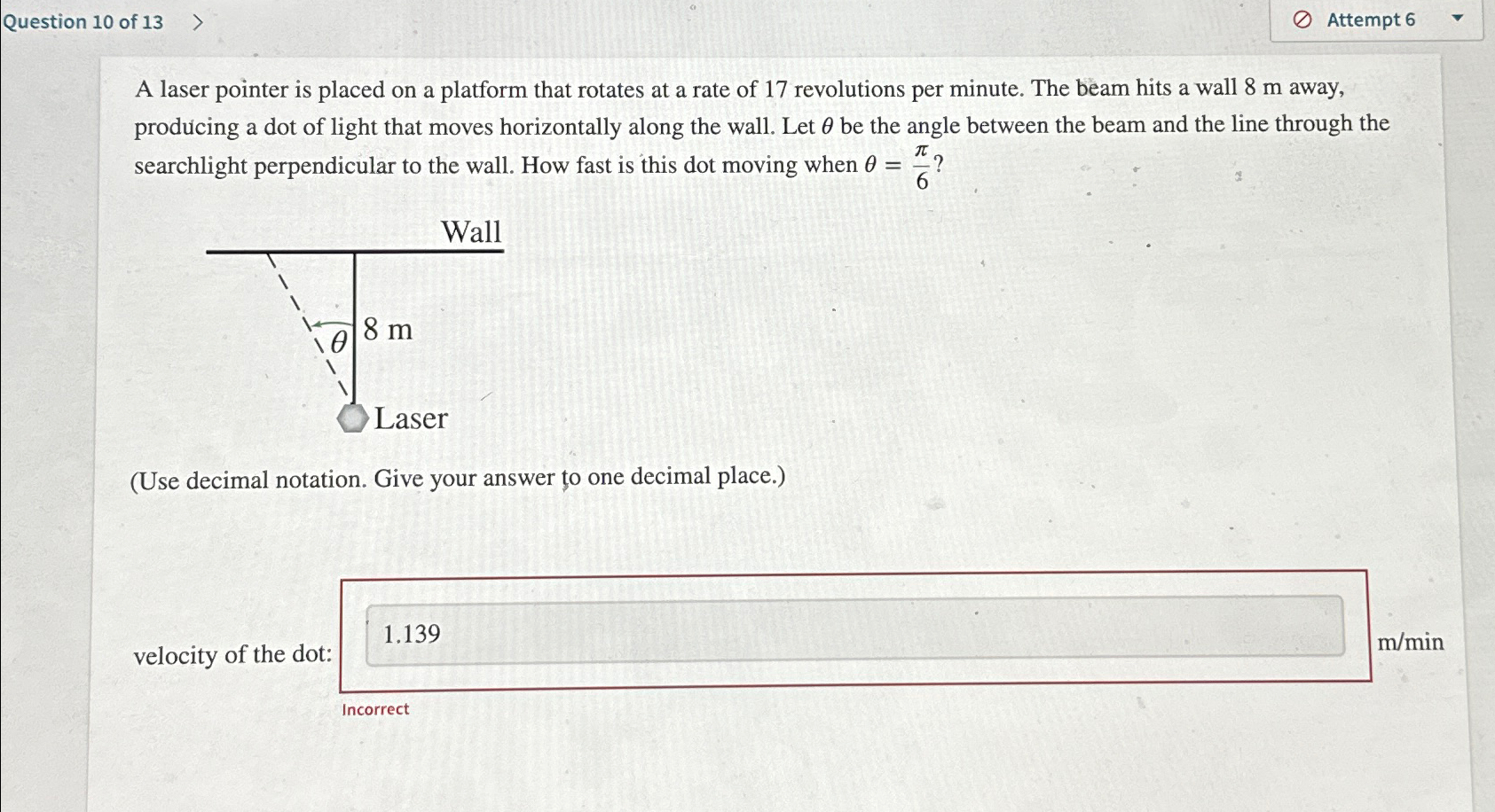 Solved Question 10 ﻿of 13A laser pointer is placed on a | Chegg.com